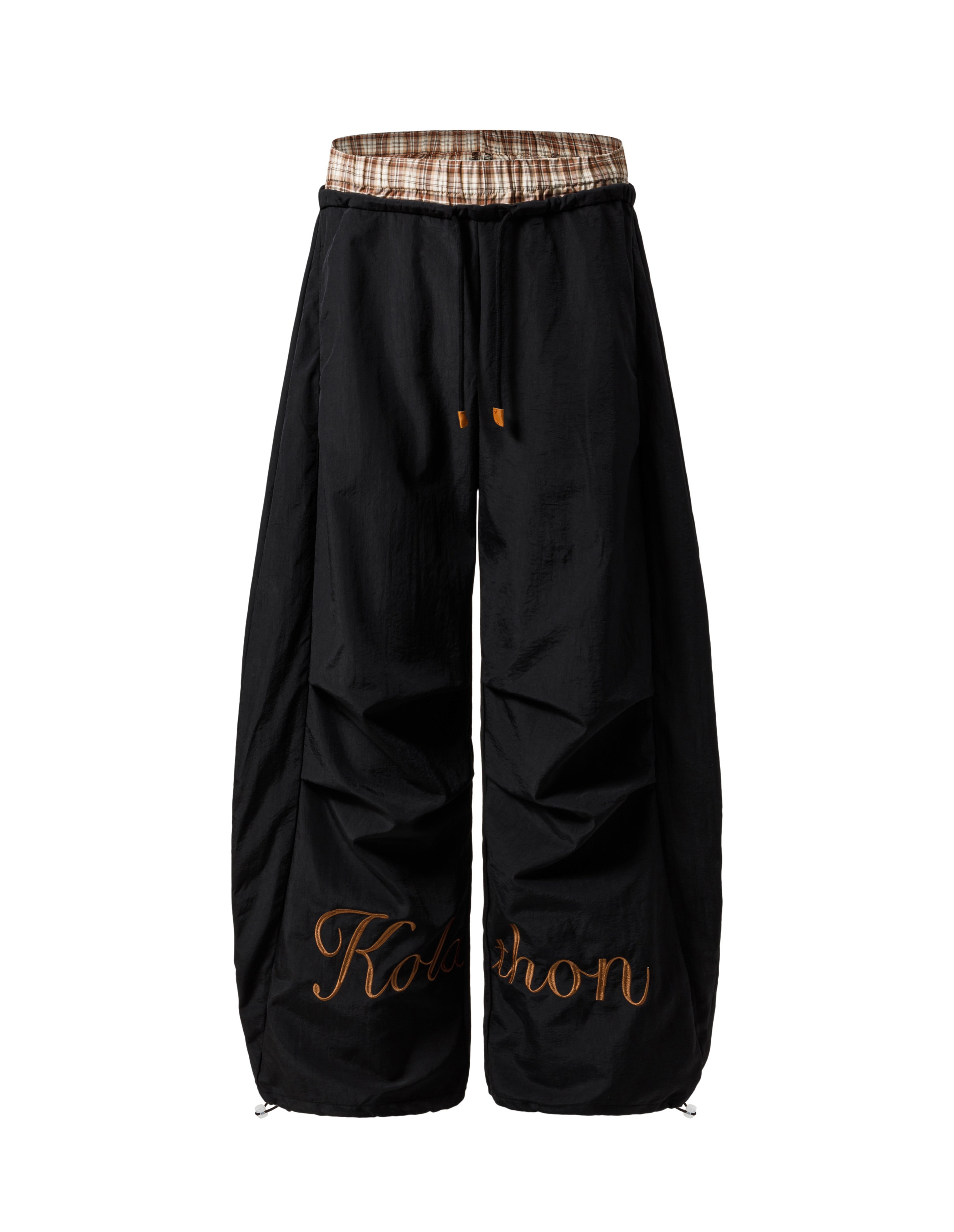 BAKYARDER Embroidered Lettering Crinkled Barrel Cargo Pants