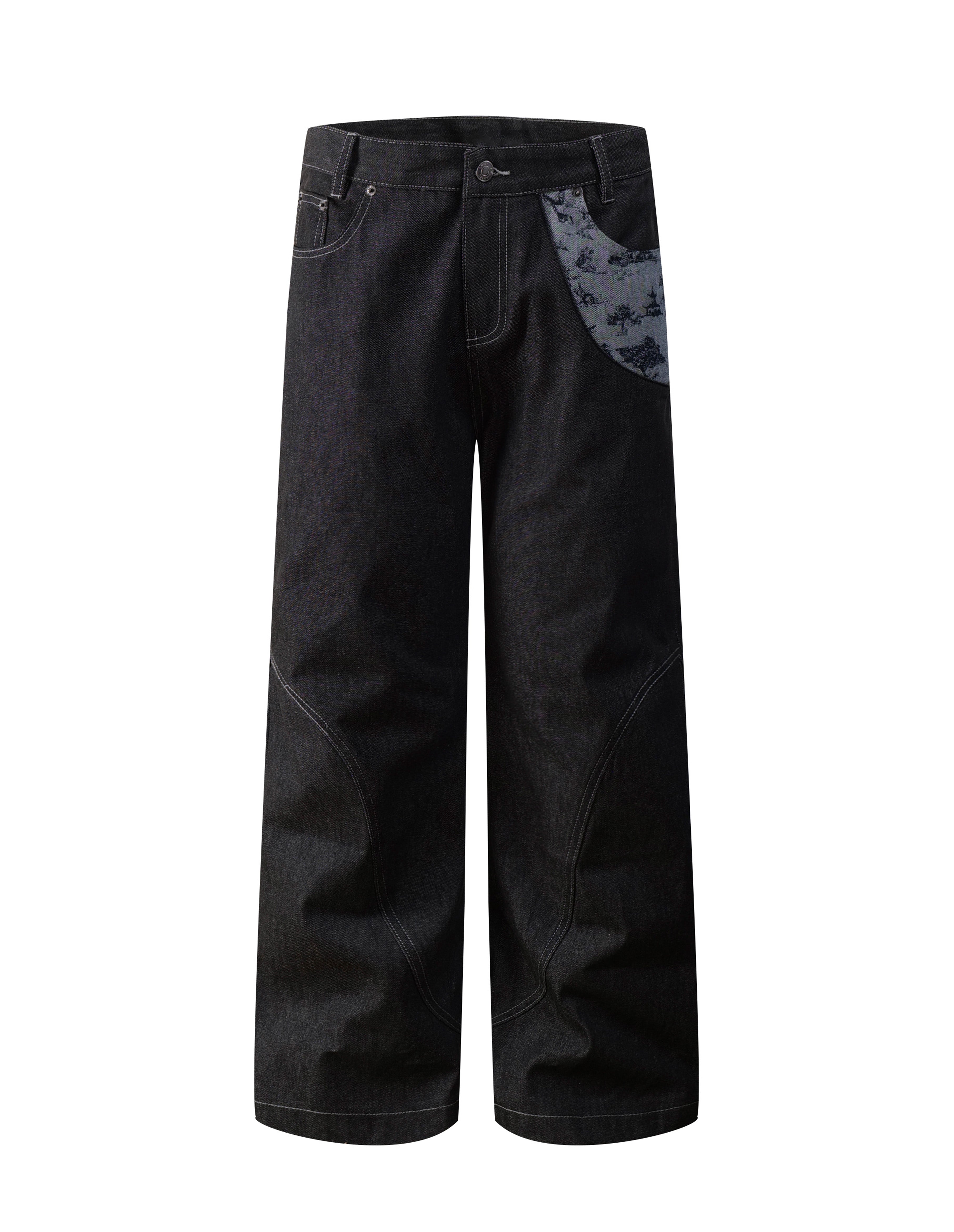 BAKYARDER Vintage Laser Jacquard Patch Straight-Leg Jeans